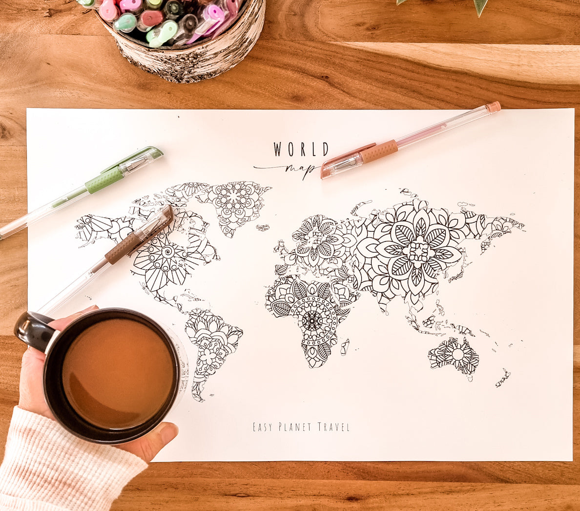Free Coloring World Map – Easy Planet Travel